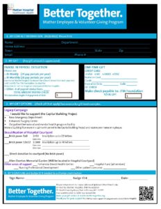 Mather Giving pledge form with payroll deduction schedule - Mather Hospital