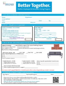 Mather Giving Pledge Form and payroll deduction schedule - Mather Hospital
